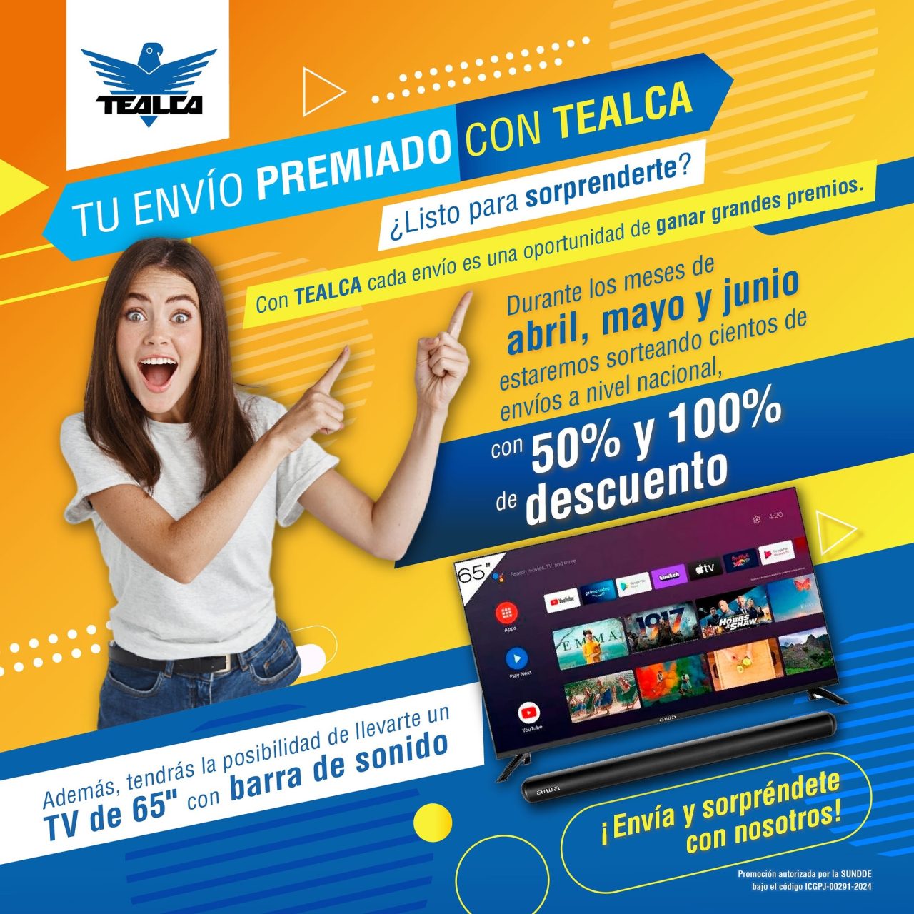 Ganador del TV 65" y barra de sonido de la promoción - "Tu Envío Premiado" - Tealca